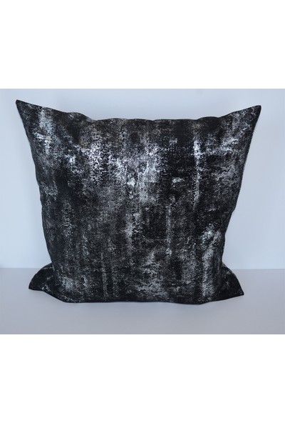 BT Dekorasyon Kadife Siyah-Gümüş Kırlentkılıfı