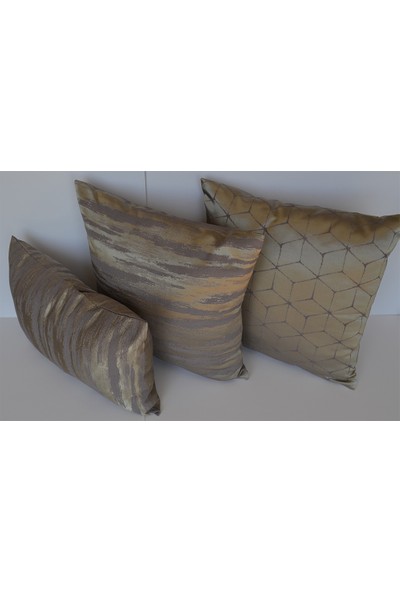 BT Dekorasyon Bafa & Cubu Kumaş 3'lü Kombin Kırlent Kılıfı