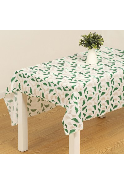2M1N Yeşil Yaprak Desenli Gold Varaklı Masa Örtüsü