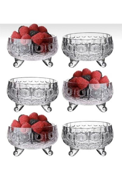 ER-EV 6'lı Kristal Cam Ayaklı Çerezlik Şekerlik Lokumluk Kase ER-EV 6'lı Kristal Cam Ayaklı Çerezlik Şekerlik Lokumluk Kase