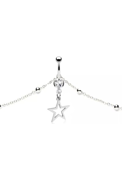 Takıconcept Vücut Zincirli Yıldız Sallantılı Çelik Göbek Piercing Takıconcept Vücut Zincirli Yıldız Sallantılı Çelik Göbek Piercing