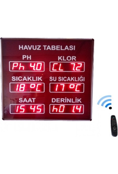 Teknomerkez Dijital Havuz Sıcaklık Klor Ph Göstergesi 70 x 65 cm 57 mm