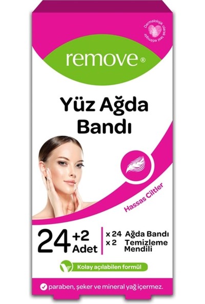 Remove Hassas Ciltler Yüz Ağda Bandı 24'Lü Remove Hassas Ciltler Yüz Ağda Bandı 24'Lü