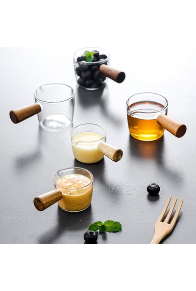 The Mia Ahşap Saplı 2 Li Mini Sütlük-Sosluk