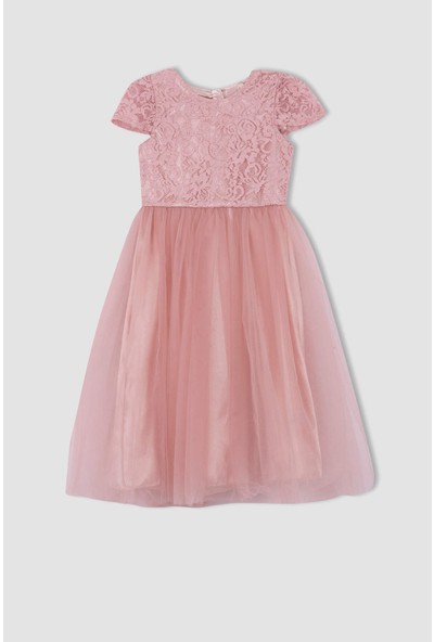 DeFacto Kız Çocuk Dantelli Kısa Kollu Tütülü ELBISE Y7212A622SM DeFacto Kız Çocuk Dantelli Kısa Kollu Tütülü ELBISE Y7212A622SM