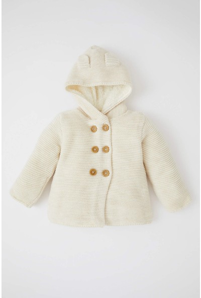 DeFacto Kız Bebek Regular Fit Kapüşonlu Triko Hırka X5783A222AU