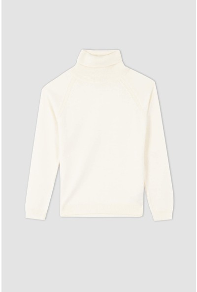 DeFacto Kız Çocuk Regular Fit Balıkçı Yaka Triko Kazak R1953A622AU