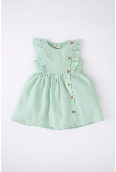 DeFacto Kız Bebek Regular Fit Bisiklet Yaka Kolsuz Poplin ELBISE Z2328A222SM