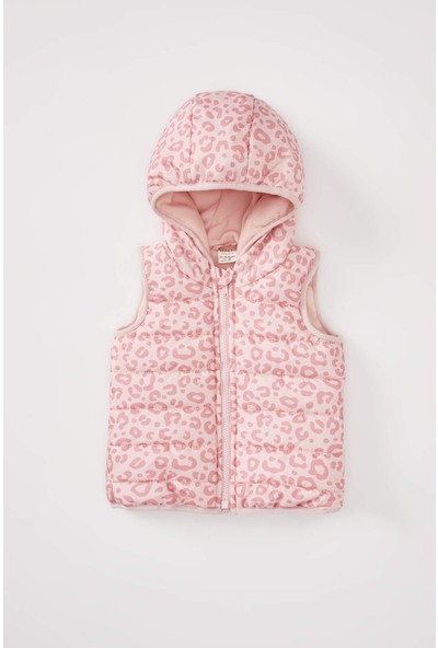 DeFacto Kız Bebek Leopar Desenli Regular Fit Kapüşonlu Mikro Polar Astarlı Yelek X5147A222AU DeFacto Kız Bebek Leopar Desenli Regular Fit Kapüşonlu Mikro Polar Astarlı Yelek X5147A222AU