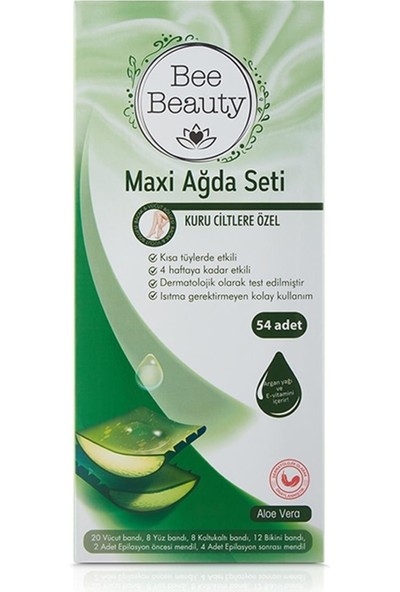 Bee Beauty Maxi Ağda Seti Aloe Vera 54'lü Bee Beauty Maxi Ağda Seti Aloe Vera 54'lü