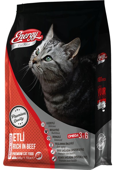 Cat Food Energy Sığır Etli Yetişkin Kedi Maması 500 G Özel Koli 8 Adet Cat Food Energy Sığır Etli Yetişkin Kedi Maması 500 G Özel Koli 8 Adet