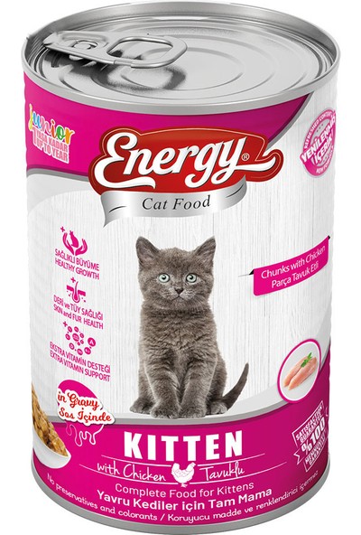 Cat Food Energy Tavuklu Yavru Islak Kedi Maması 400 G Özel Koli 6 Adet Cat Food Energy Tavuklu Yavru Islak Kedi Maması 400 G Özel Koli 6 Adet