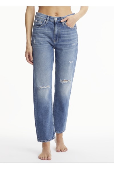 Calvin Klein Yüksek Bel Geniş Paça Straight Mavi Kadın Denim Pantolon J20J2193301BJ Mavi Denim Pantolon Calvin Klein Yüksek Bel Geniş Paça Straight Mavi Kadın Denim Pantolon J20J2193301BJ Mavi Denim Pantolon