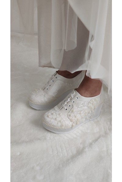 Çiğdem Gelinlik Platform Spor Ayakkabı - Beyaz - 38 - ST00151-BEYAZ-38