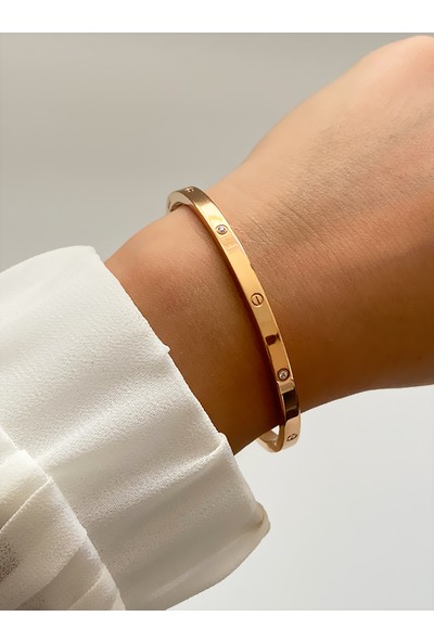 Sgaccessory Rose Gold Çelik Ince Taşlı Kadın Cartier Keleçe Bilezik Bileklik Sgaccessory Rose Gold Çelik Ince Taşlı Kadın Cartier Keleçe Bilezik Bileklik