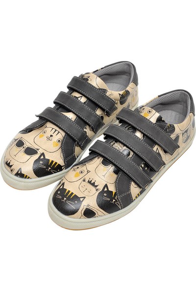 Monochrome Cats Dogo Cross Kadın Ayakkabi Tasarım Baskılı Vegan