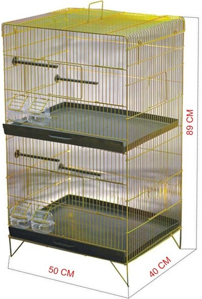 Canser 2 Katlı Lüks Sarı Galvaniz Üretim Kafes