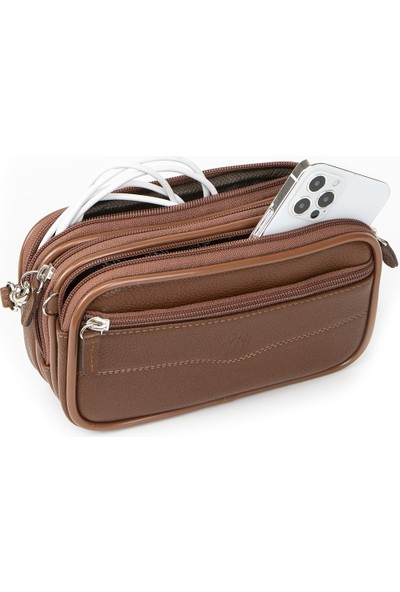 Bayderi Deri Taba Kibar Üç Gözlü Erkek El Çantası Çantası Bayderi Deri Taba Kibar Üç Gözlü Erkek El Çantası Çantası