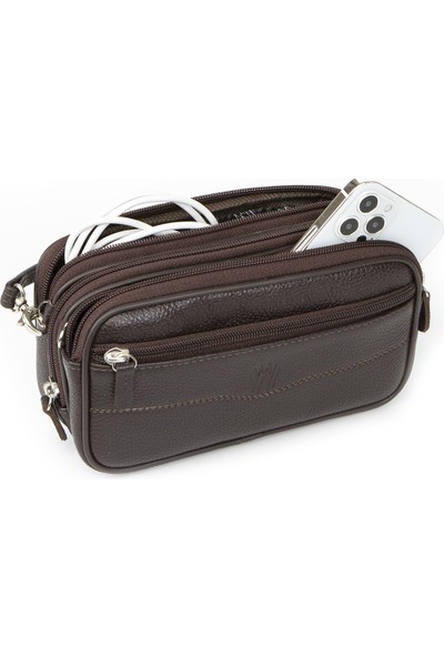 Bayderi Deri Kahve Kibar Üç Gözlü Erkek El Çantası Çantası Bayderi Deri Kahve Kibar Üç Gözlü Erkek El Çantası Çantası
