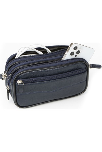 Bayderi Deri Lacivert Kibar Üç Gözlü Erkek El Çantası Çantası Bayderi Deri Lacivert Kibar Üç Gözlü Erkek El Çantası Çantası