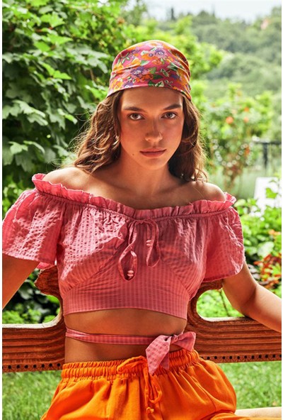 Quzu Pembe Sırt Bağlamalı Bluz