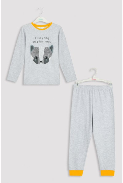 Penti Açık Gri Melanj Erkek Çocuk B. Racoon Pijama Takımı