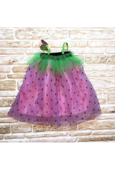 Anl Company Kız Çocuk Çilek Elbise Tül Desen Pembe 4 Yaş PS10336