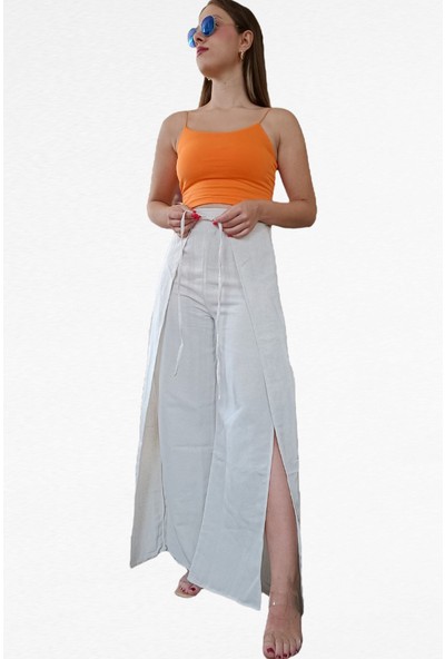 Yagmur Beren Kanat Detaylı Yırtmaçlı Salaş Pantolon