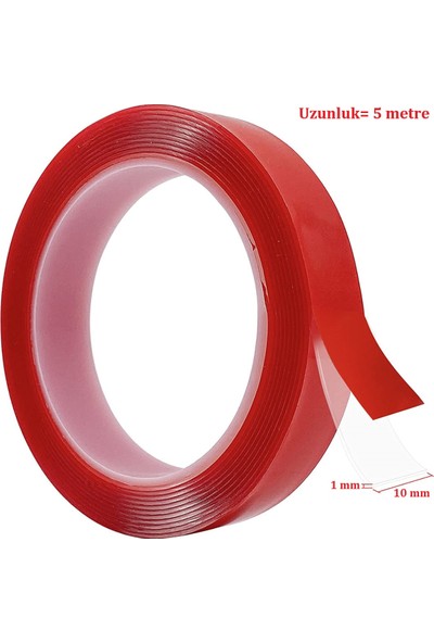 Çift Taraflı Bant Şeffaf Silikonlu Su Geçirmez Akrilik Montaj Bandı (5 M x 10 Mm) Çift Taraflı Bant Şeffaf Silikonlu Su Geçirmez Akrilik Montaj Bandı (5 M x 10 Mm)