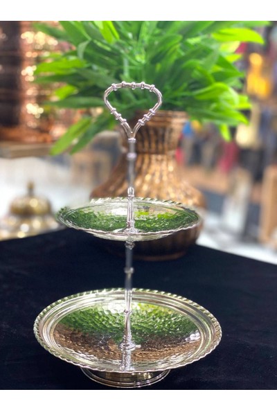 As El Sanatları Bakır Pasta Sunumluğu İki Katlı Lokumluk