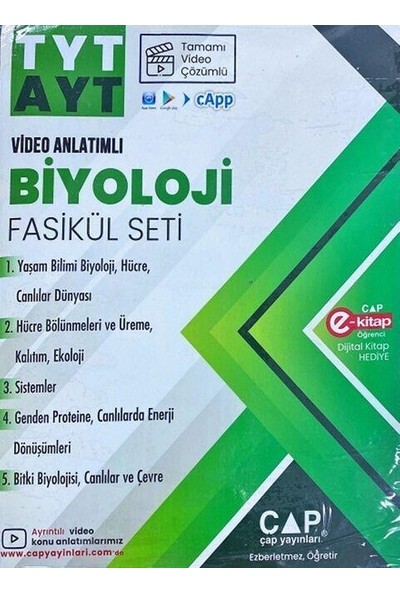 Çap Yayınları TYT AYT Biyoloji Video Anlatımlı Fasikül Seti Çap Yayınları TYT AYT Biyoloji Video Anlatımlı Fasikül Seti