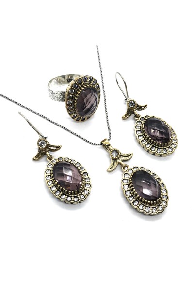 Doğan Silver Doğan Silvermor Taşlı Prenses Model Otantik Gümüş Üçlü Set DGN21035 Doğan Silver Doğan Silvermor Taşlı Prenses Model Otantik Gümüş Üçlü Set DGN21035