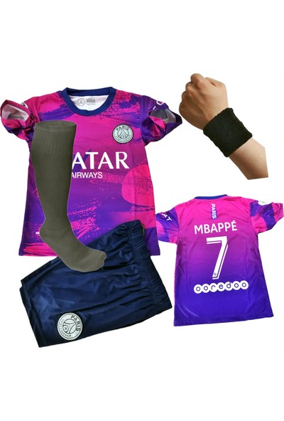 Mugees Mbappe Çocuk Forması Takımı 4 Lü Set Mugees Mbappe Çocuk Forması Takımı 4 Lü Set