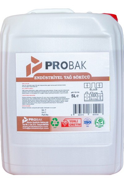 Probak Endüstriyel Yağ Sökücü 5 lt Probak Endüstriyel Yağ Sökücü 5 lt
