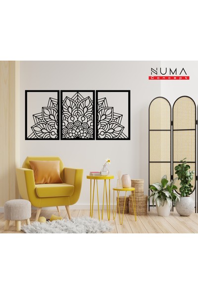 Numa Concept Numa Concept lotus Çiçeği 3'lü Tablo Ahşap Mdf Siyah Numa Concept Numa Concept lotus Çiçeği 3'lü Tablo Ahşap Mdf Siyah