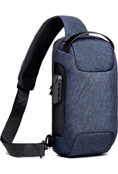 Boyidianzi Erkekler Crossbody Çanta Oxford Bezi Spor Göğüs Çantası Şifreli Kilit ve USB Şarj Sistemi ile Su Geçirmez Çanta (Yurt Dışından)