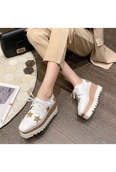 Vison Kadın Rugan Platform Ayakkabı Yıldız Çoklu Renk (Yurt Dışından)