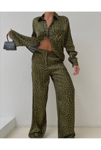 Tasarım Melda Durdu Leopar Desenli Gömlek Pantalon Takım