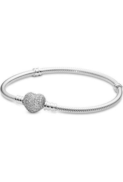 Fubena 925 Ayar Gümüş Moments Işıltılı Kalp Charm Taşıyıcı