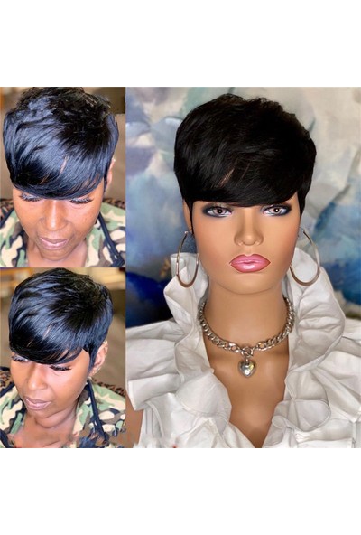 Kadın Fiber Peruk Kısa Düz Saç Kadın Fiber Peruk Kısa Düz Saç