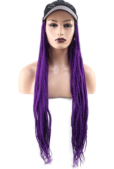 Colezium Colezium Siyah Şapkalı Örgü Peruk - Küllü Mor