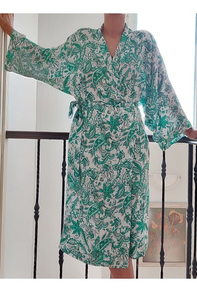 Vovo Design Çiçekli Uzun Kimono - Kaftan Elbise Vovo Design Çiçekli Uzun Kimono - Kaftan Elbise