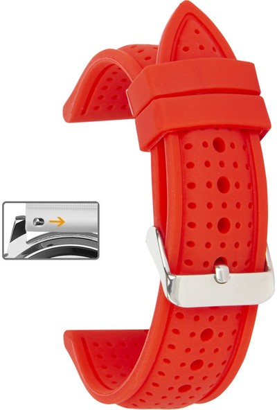 Trendburada Case C4U K1 Saat Uyumlu 20MM Kırmızı Renk Akıllı Pimli Gümüş Renk Tokalı Delikli Silikon Saat Kordonu Dsıt Trendburada Case C4U K1 Saat Uyumlu 20MM Kırmızı Renk Akıllı Pimli Gümüş Renk Tokalı Delikli Silikon Saat Kordonu Dsıt
