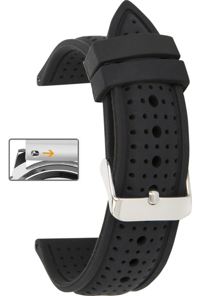 Trendburada Case C4U K1 Saat Uyumlu 20MM Siyah Renk Akıllı Pimli Gümüş Renk Tokalı Delikli Silikon Saat Kordonu Dsıt Trendburada Case C4U K1 Saat Uyumlu 20MM Siyah Renk Akıllı Pimli Gümüş Renk Tokalı Delikli Silikon Saat Kordonu Dsıt