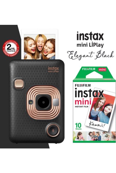 Fujıfılm - Instax Mini Liplay Hybrid Siyah Fotoğraf Makinesi 10LU Mini Film