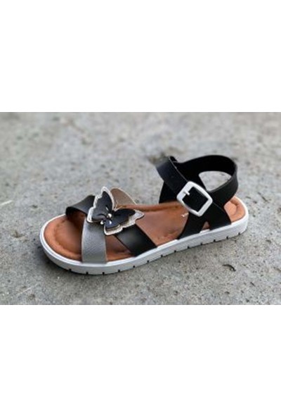 Devida Kelebekli Kız Çocuk Sandalet Siyah