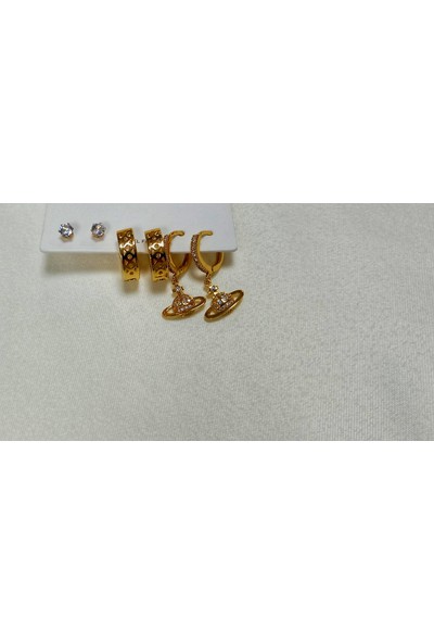 Çelik Dünya Halka Zirkon Taş Çoklu Set Kadın Küpe Çelik Dünya Halka Zirkon Taş Çoklu Set Kadın Küpe