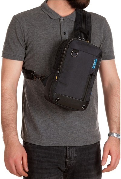 Newish Polo Siyah Suya Dayanaklı Paraşüt Kumaş Fonksiyonel Sırt ve Göğüs Spor Çantası Bodybag