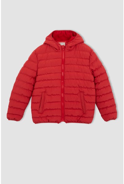 DeFacto Erkek Çocuk Regular Fit Kapüşonlu Polar Astarlı MONT W3393A622AU