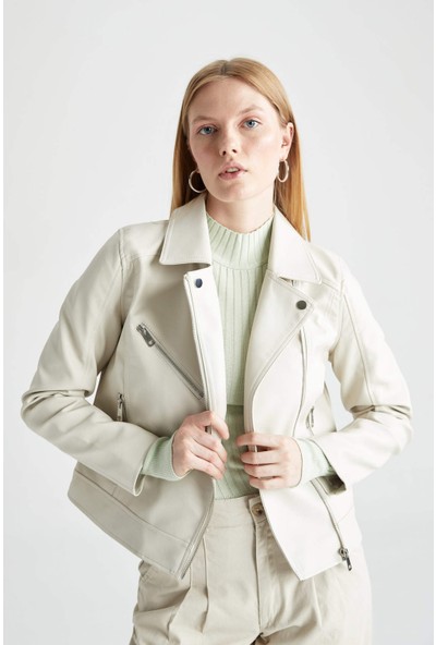 Regular Fit Suni Deri Su Itici Biker CEKET W6057AZ22AU Regular Fit Suni Deri Su Itici Biker CEKET W6057AZ22AU